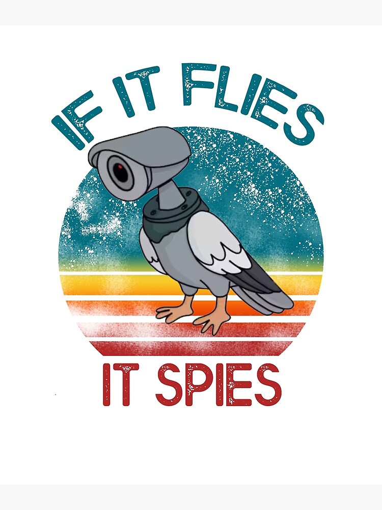 "Vintage if It Flies It Spies Funny Meme Bird Retro sunset T-Shirt ...