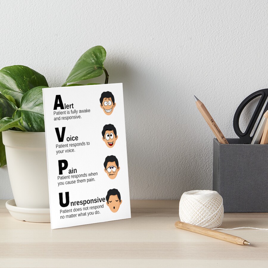"AVPU medical mnemonic: Alert Voice Pain Unresponsive" Greeting Card ...