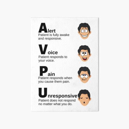 "AVPU medical mnemonic: Alert Voice Pain Unresponsive" Art Board Print ...