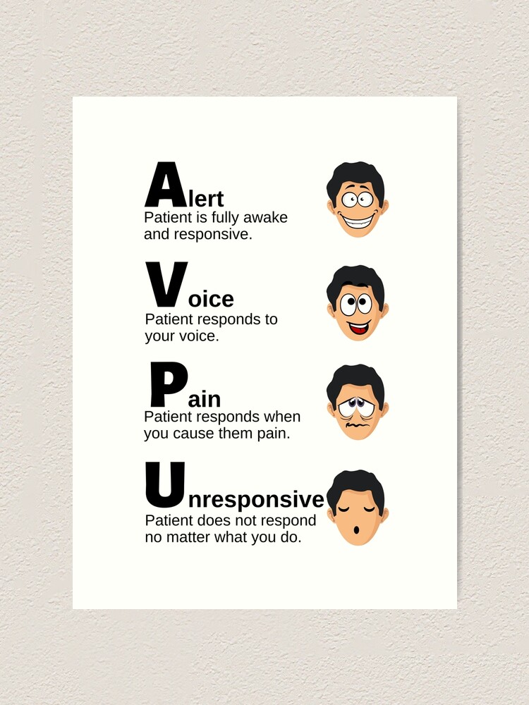 "AVPU medical mnemonic: Alert Voice Pain Unresponsive" Art Print for ...