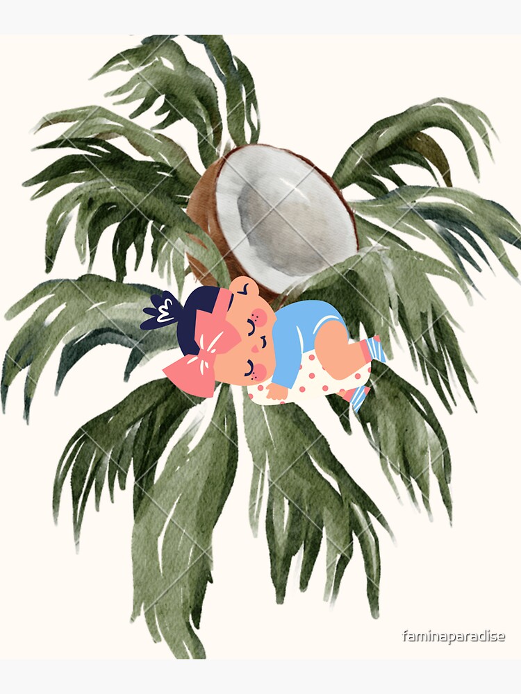 "Baby sleeping on the coconut tree" Sticker for Sale by faminaparadise ...