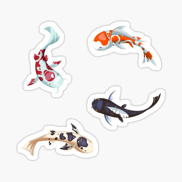 "Koi Fishes Sticker Pack - Set of 4 Koi Japanese Carps Bundle" Sticker ...