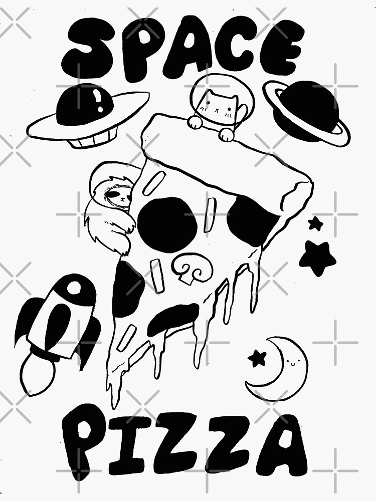 "Space Pizza Black Line" Sticker for Sale by SaradaBoru | Redbubble