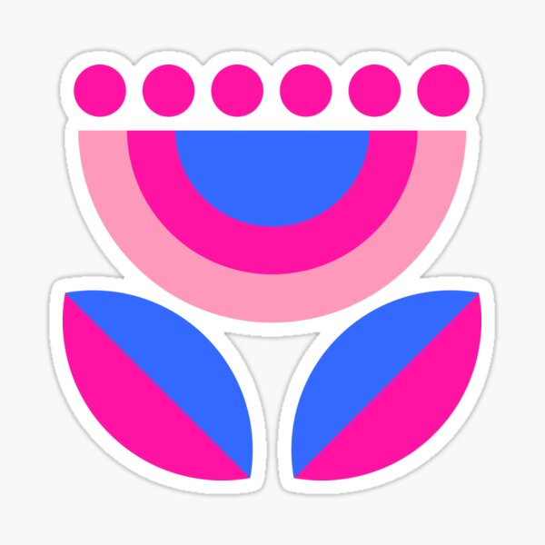 "Minimalist Floral in Blue + Pink" Sticker for Sale by latheandquill ...