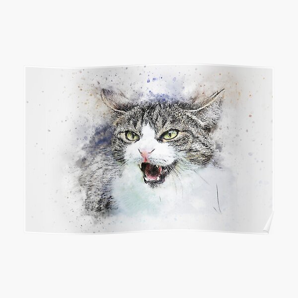 "Angry cat" Poster for Sale by Vlaki | Redbubble