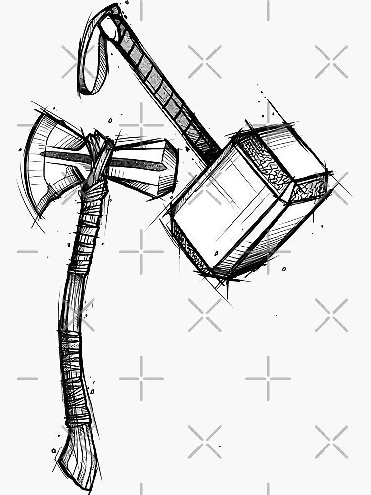 "Stormbreaker and Mjolnir" Sticker for Sale by Shariko | Redbubble