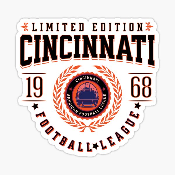 " CINCINNATI LIMITED EDITION AMERICAN Football 1968 Clothing " Sticker ...