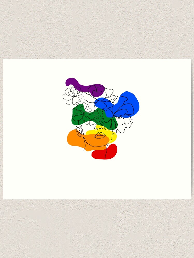 "Gay Pride Gender Neutral Face with Flowers " Art Print for Sale by ...