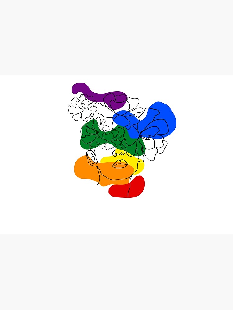 "Gay Pride Gender Neutral Face with Flowers " Art Print for Sale by ...