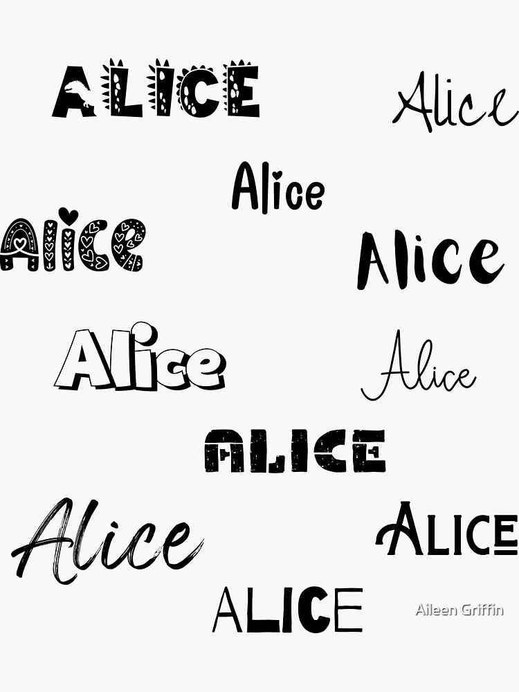"Alice in 10 different fonts" Sticker for Sale by magleen | Redbubble