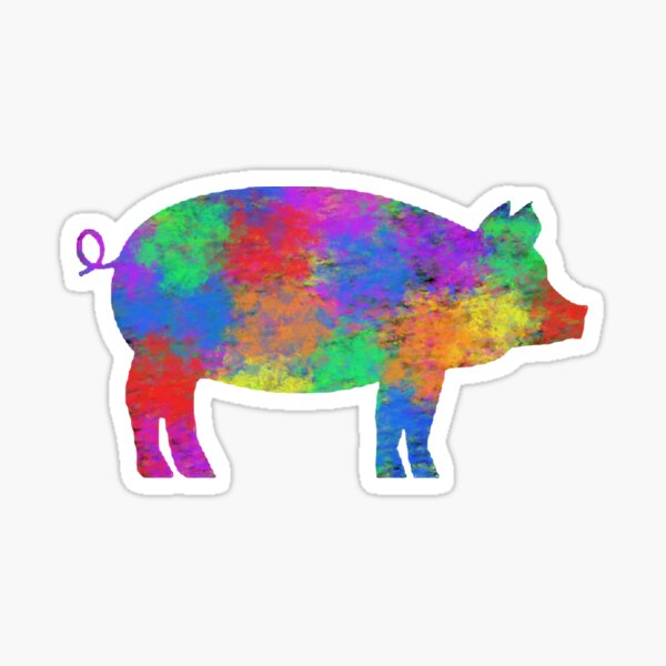 "colorful pig" Sticker for Sale by cute-n-funny | Redbubble