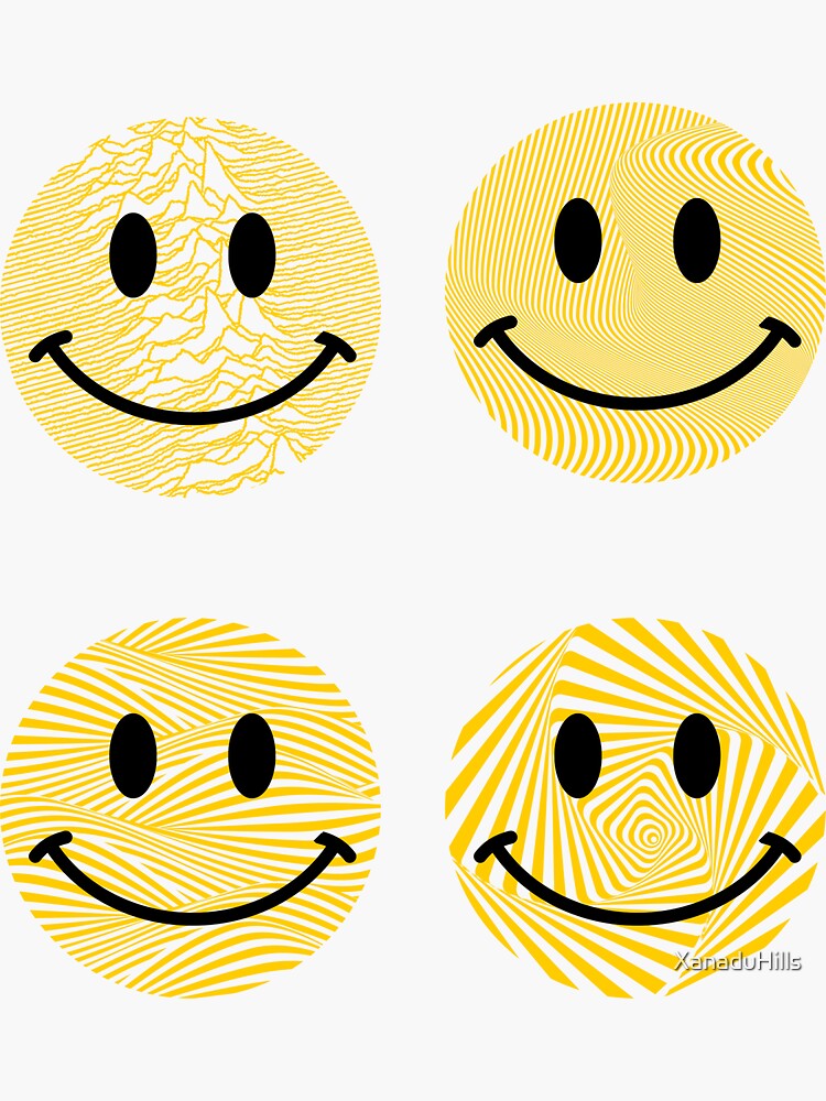 "Acid House Smiley Essential Faces - Optical Allusion Edition " Sticker ...