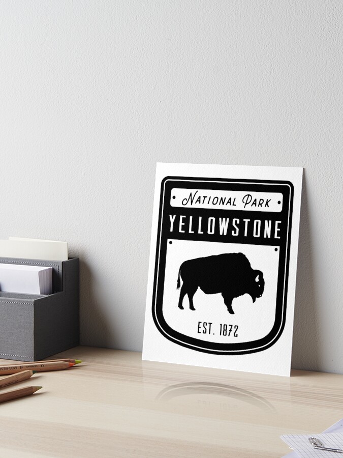 "Yellowstone National Park Wyoming Badge" Art Board Print for Sale by ...
