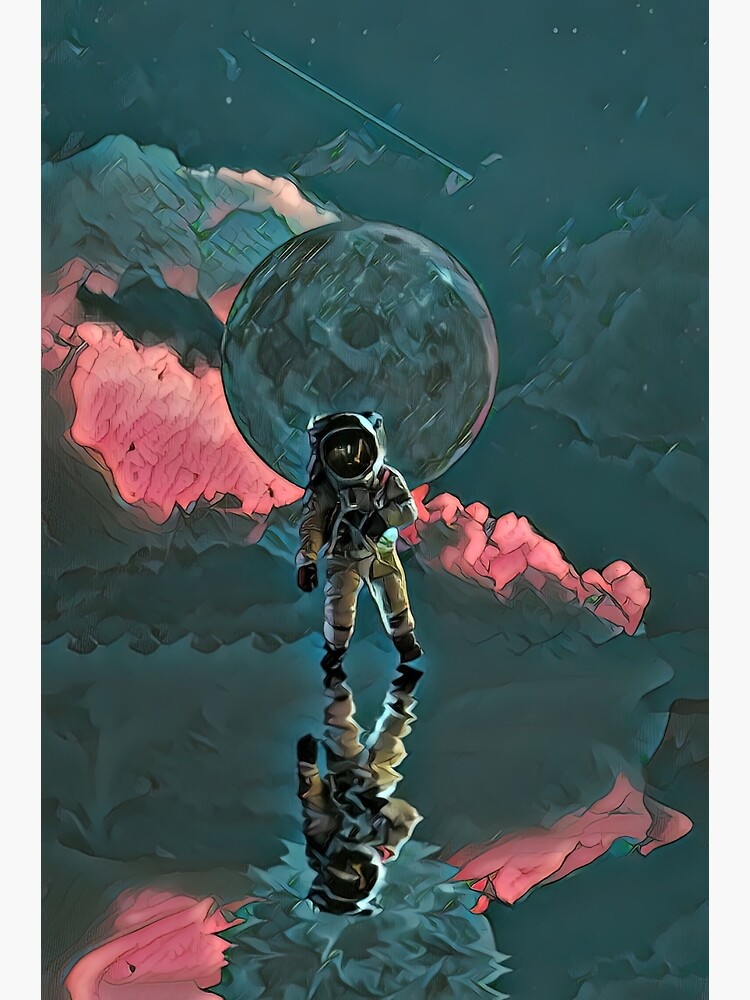 "Astronaut Behind Moon Painting" Art Print for Sale by Weights4days ...