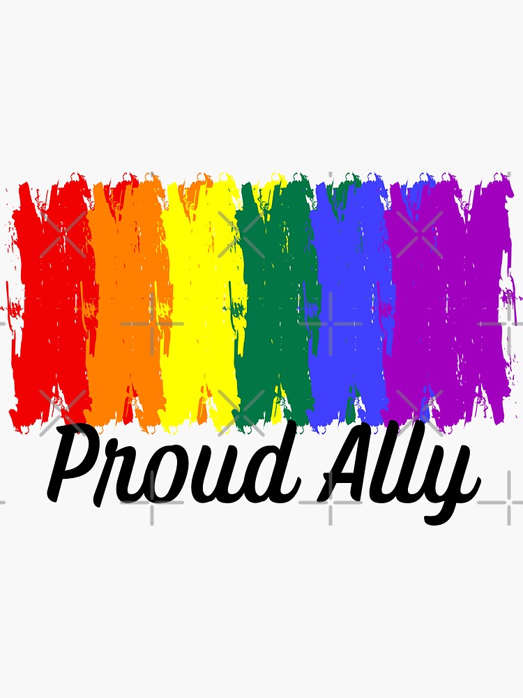 " Proud Ally quote and Rainbow colors, pride allyship, rainbow" Sticker ...