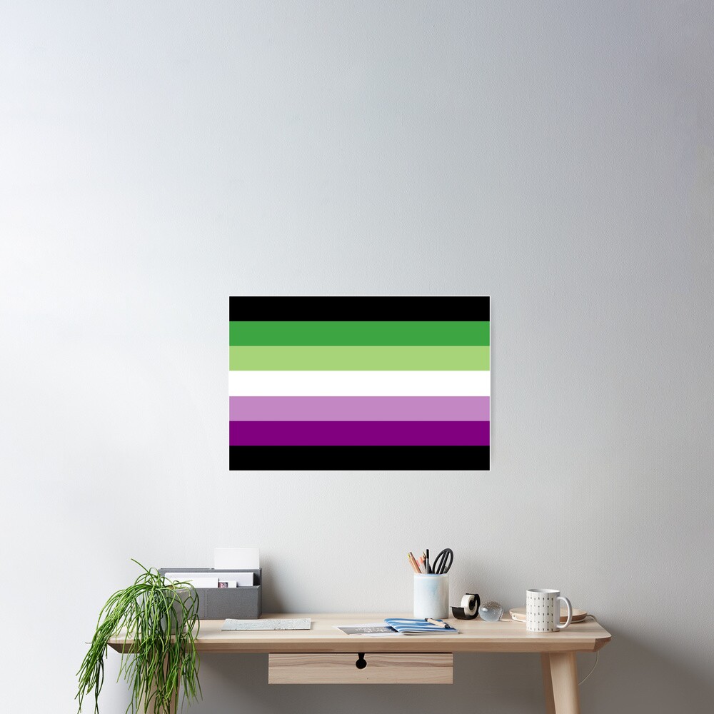 Acearo Purple Green Asexual Aromantic Pride Flag Queer Lgbt Poster