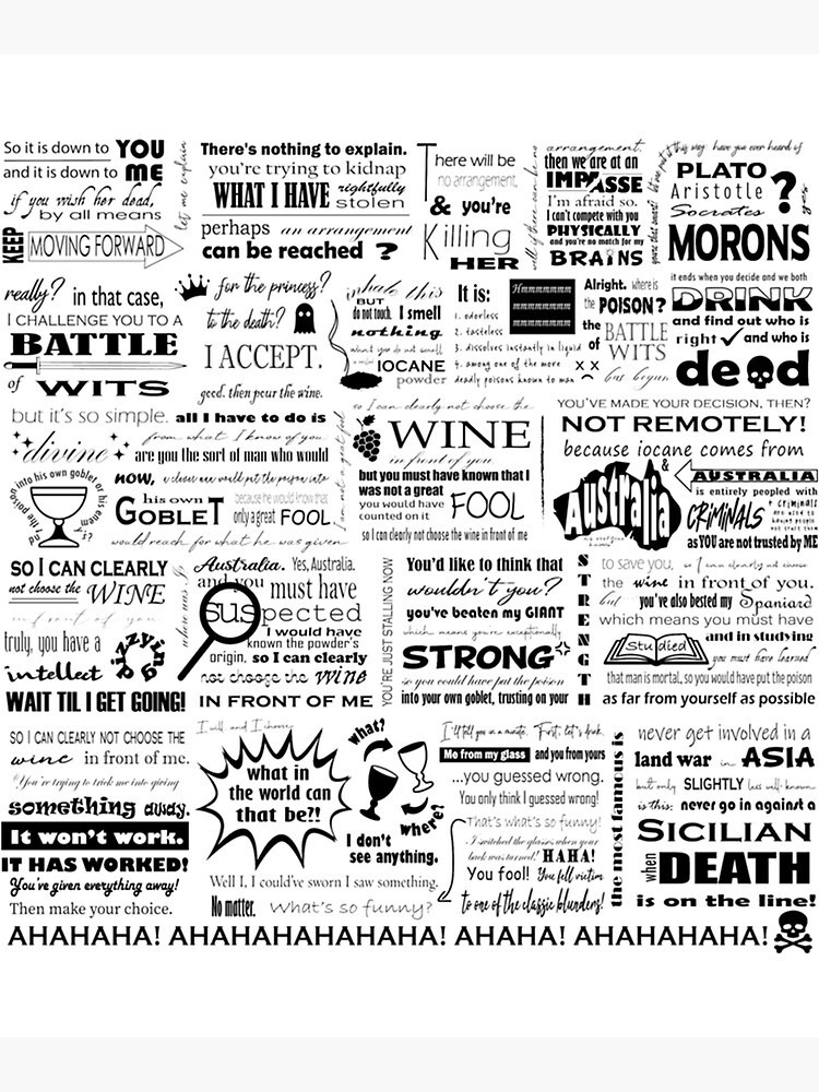 "Princess Bride Poison Scene - Black on White " Poster for Sale by ...