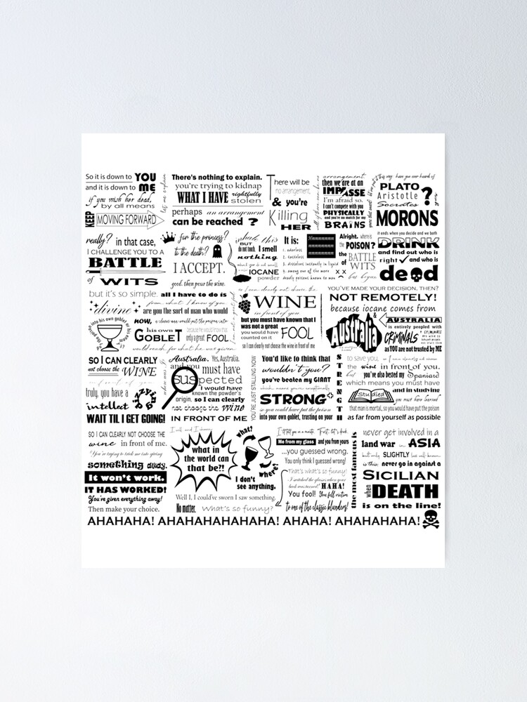 "Princess Bride Poison Scene - Black on White " Poster for Sale by ...