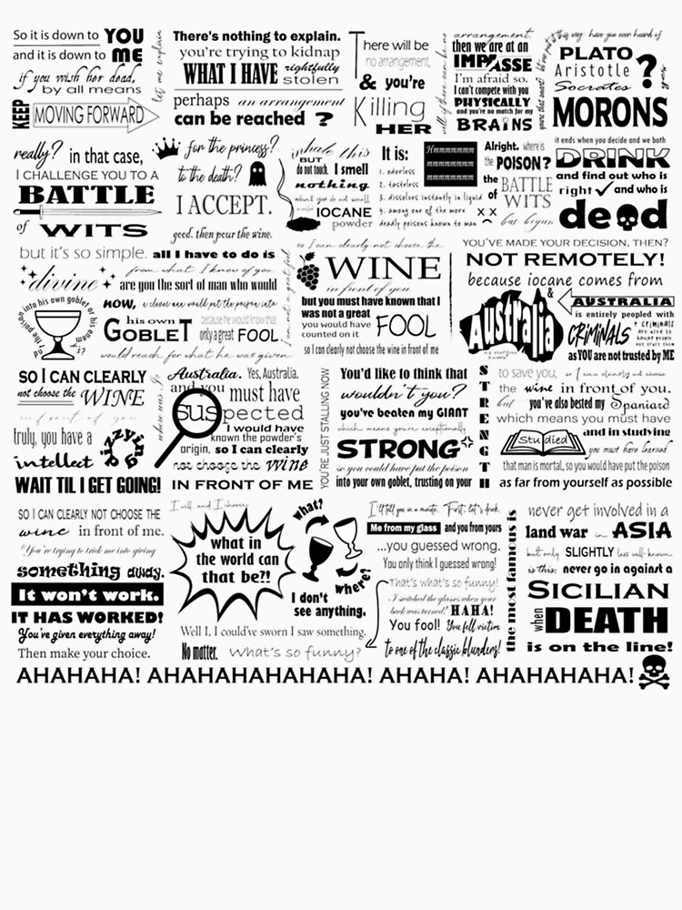 "Princess Bride Poison Scene - Black on White " T-shirt for Sale by ...