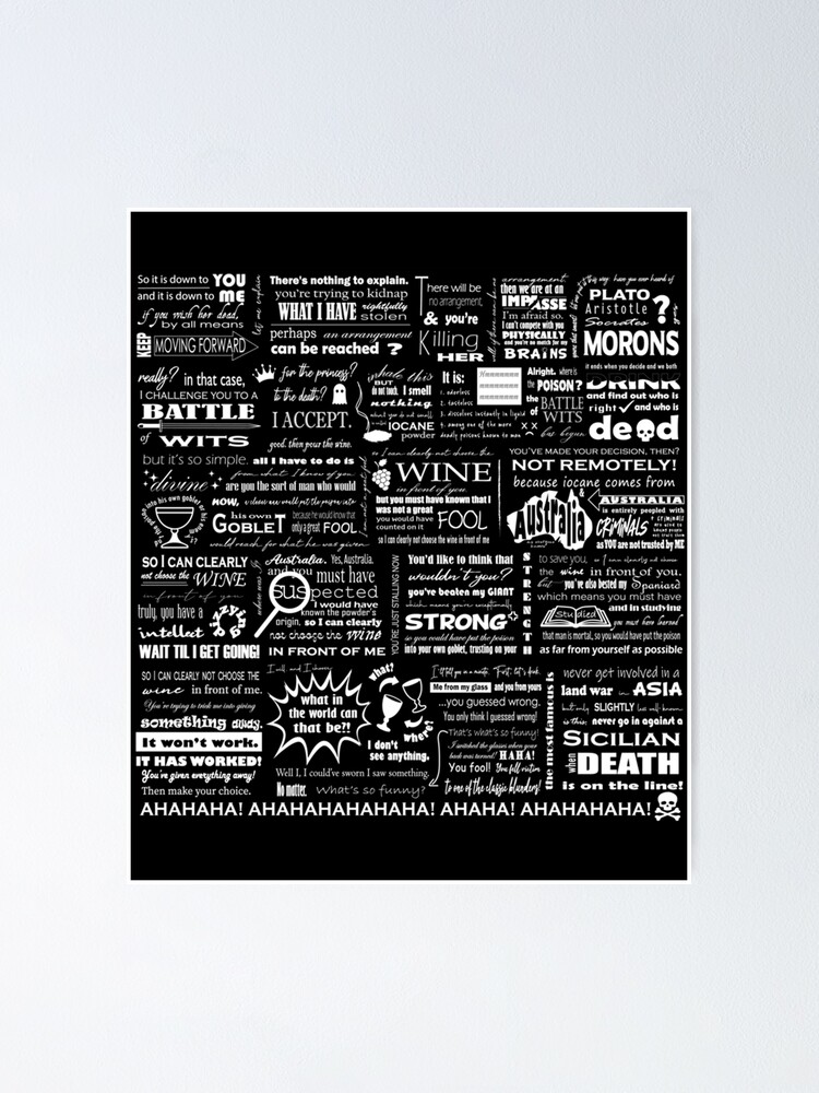"Princess Bride Poison Scene - White on Black " Poster for Sale by ...