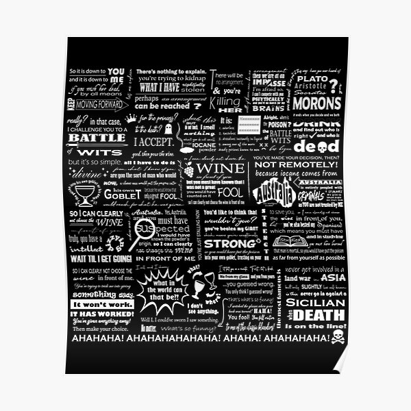 "Princess Bride Poison Scene - White on Black " Poster for Sale by ...