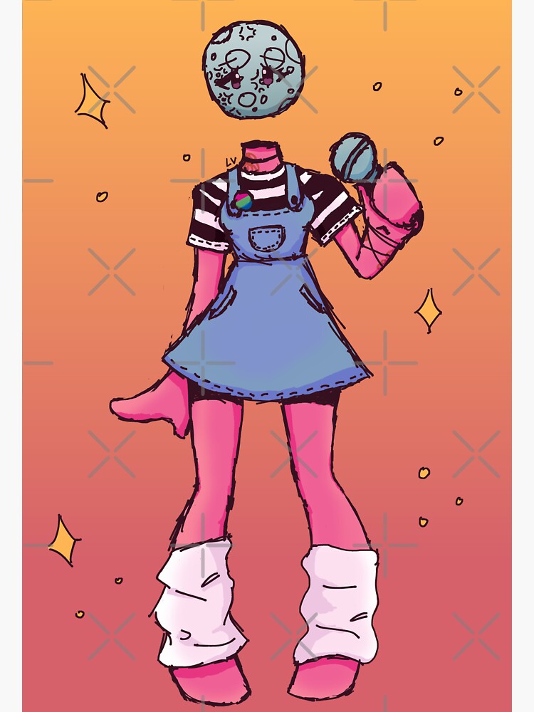 "Moon Head Girl" Sticker for Sale by linkbunn | Redbubble