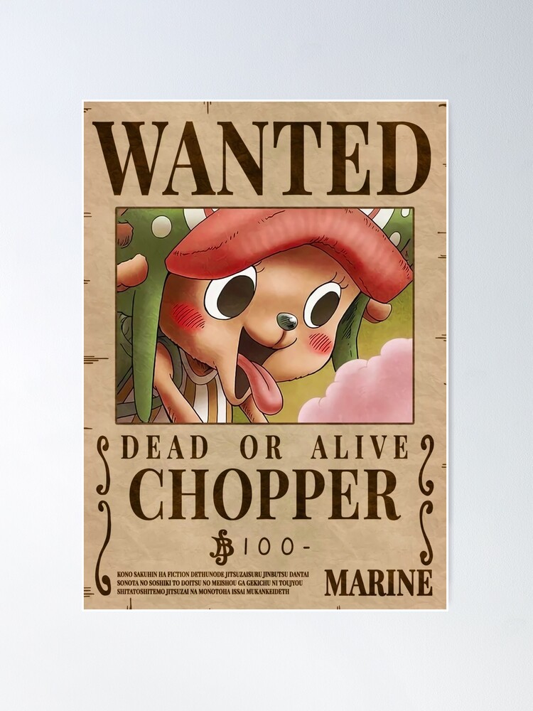 Tony Chopper Wanted Poster, One Piece Poster, Anime Lover Gift, Anime ...
