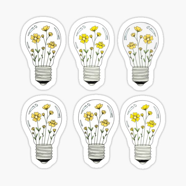 "Light Bulb with Flowers Sticker" Sticker for Sale by stickers-shopp ...