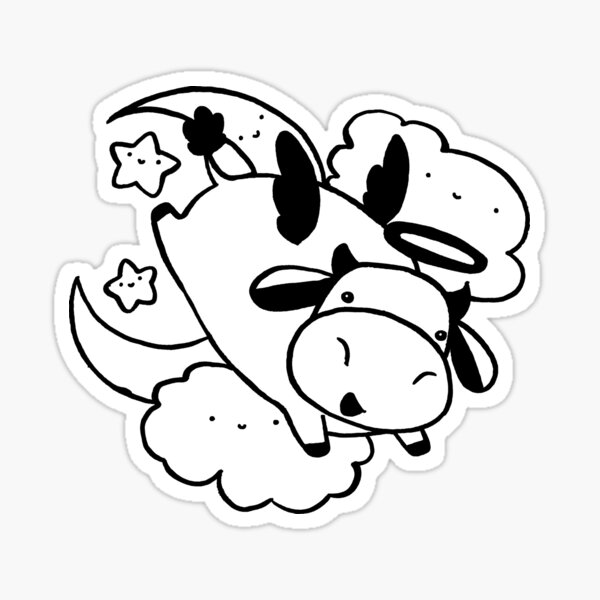 "Angel Cow Black Line" Sticker for Sale by SaradaBoru | Redbubble