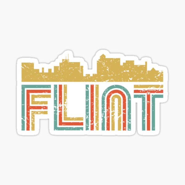 "Vintage Retro Flint Michigan Skyline Pullover Hoodie" Sticker for Sale ...