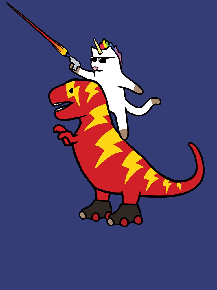 "Unicorn Cat Riding Lightning T-Rex" T-shirt for Sale by jezkemp ...