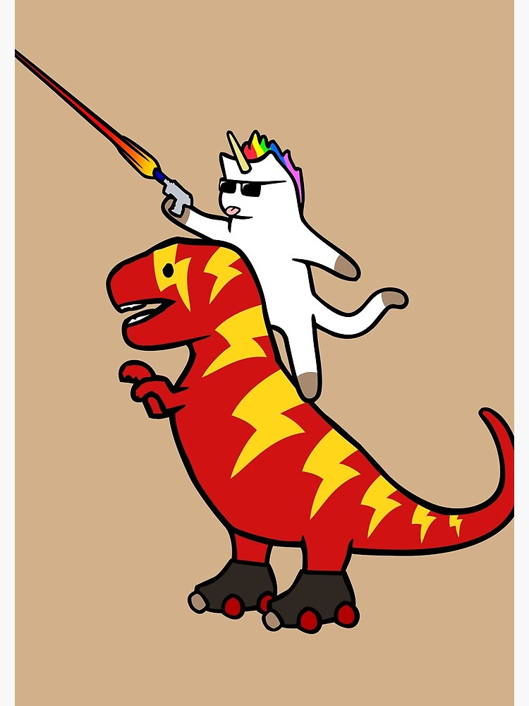 "Unicorn Cat Riding Lightning T-Rex" Spiral Notebook by jezkemp | Redbubble