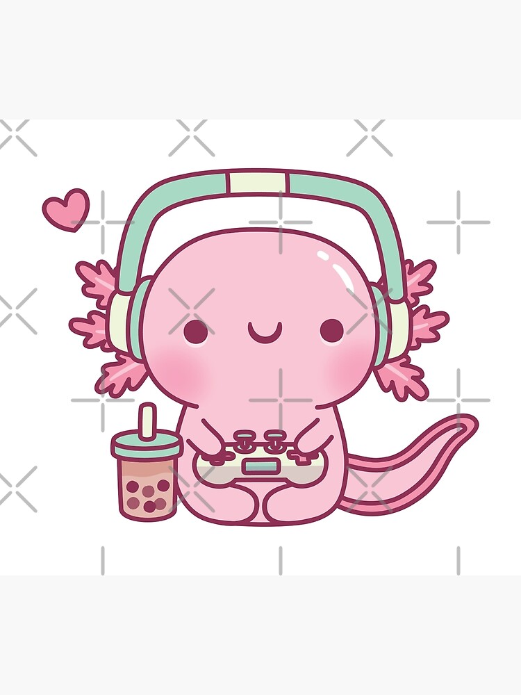 "Cute Axolotl Playing Video Games Gamer Funny" Poster for Sale by ...