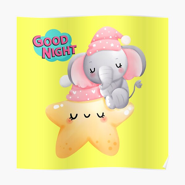 "Baby Elephant saying Goodnight" Poster for Sale by OMGCutie | Redbubble