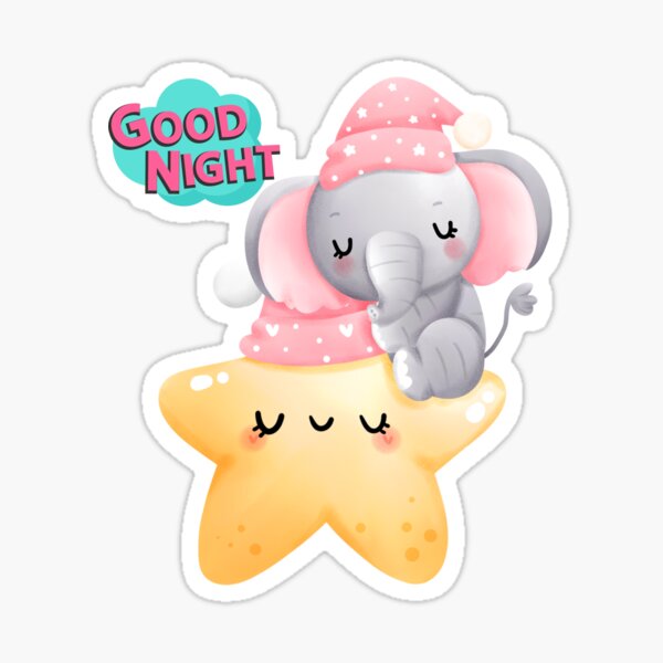 "Baby Elephant saying Goodnight" Sticker for Sale by OMGCutie | Redbubble