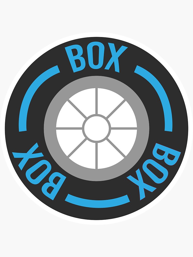"F1 box box box tyre - blue" Sticker for Sale by Liekever2 | Redbubble