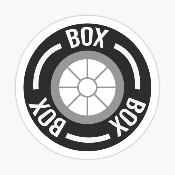"F1 box box box tyre - white" Sticker for Sale by Liekever2 | Redbubble