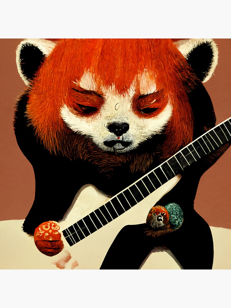 "Red Panda Rock" Sticker for Sale by MadmannersAIart | Redbubble
