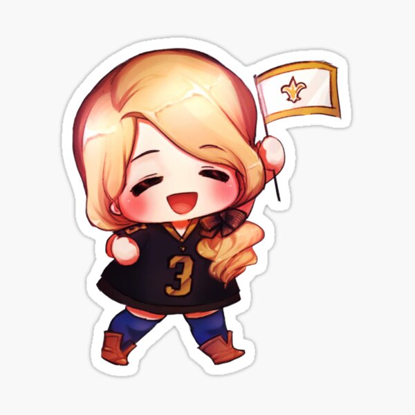 "Mercedes as a Saints Fan Chibi " Sticker for Sale by gatothlarbib ...