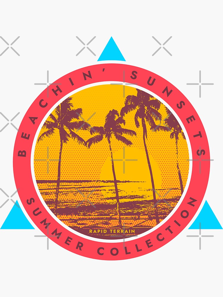 "Beachin' Views Beachin' Sunsets" Sticker for Sale by RapidTerrain ...