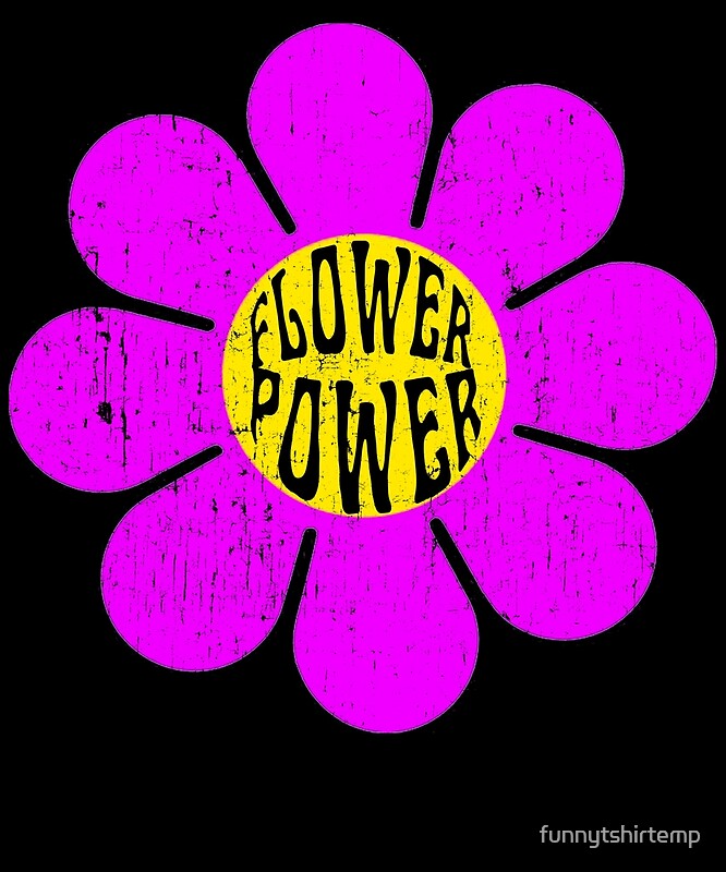 "Flower Power 60's 70s Retro Vintage Hippie Gardening Purple Distressed ...