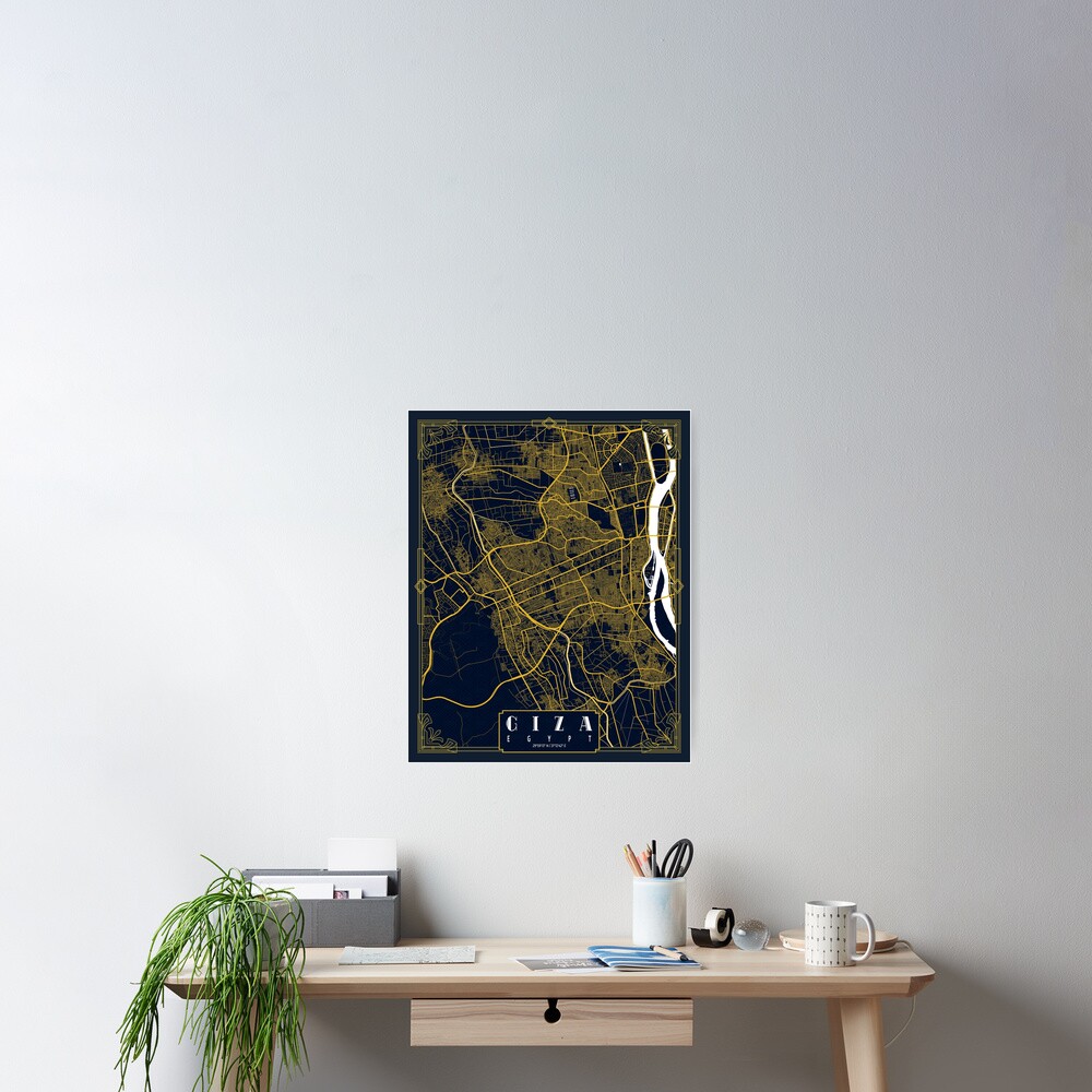 "Giza City Map of Egypt - Gold Art Deco" Poster for Sale by deMAP ...