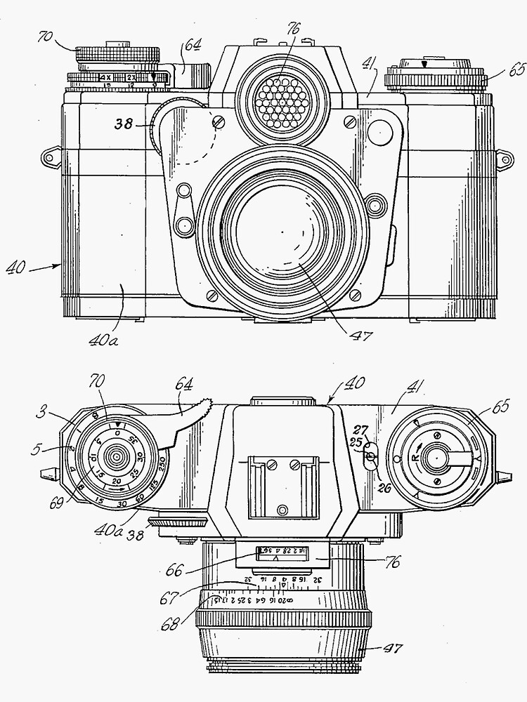 "Camera patent blueprint" Sticker for Sale by drawbey | Redbubble