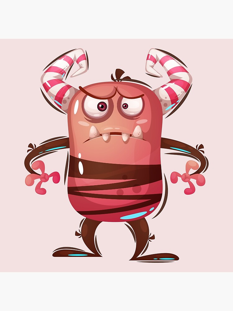 "Angry Monster, Cute Cartoon Child Drawing, Calm Colorful Illustration ...