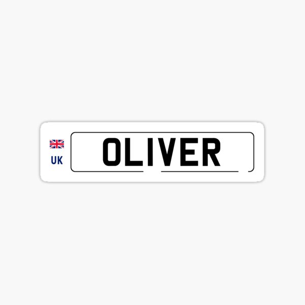 "UK License Plate Oliver" Sticker by custom-plates | Redbubble