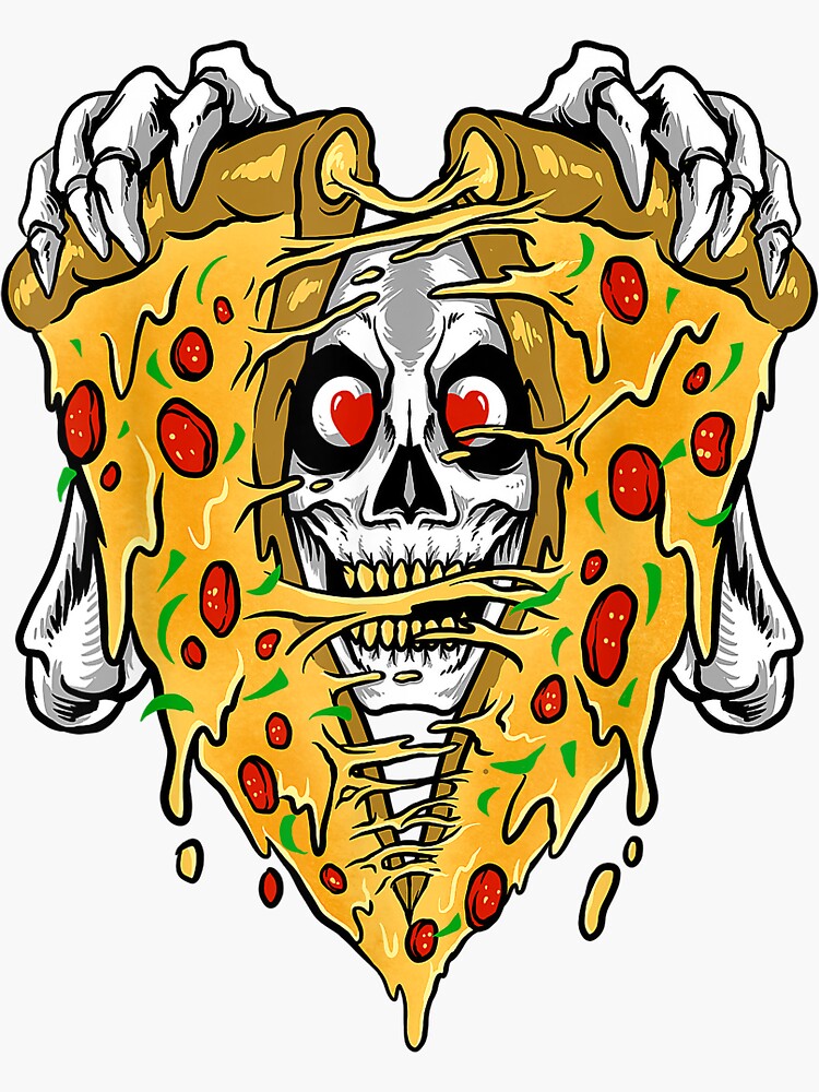 "Scary Pizza Boo Pepperoni Pizza Skull Halloween Costume" Sticker for ...