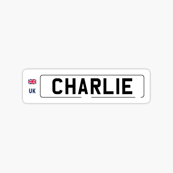 "UK License Plate Charlie" Sticker for Sale by custom-plates | Redbubble