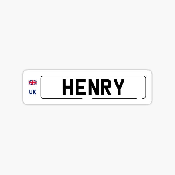 "UK License Plate Henry" Sticker for Sale by custom-plates | Redbubble