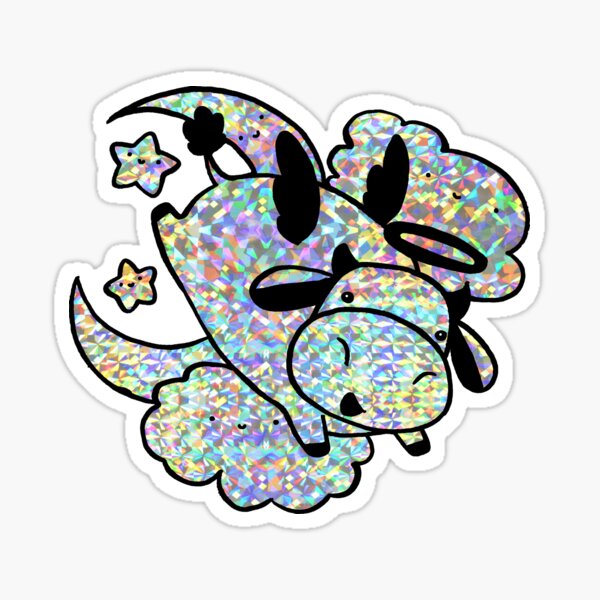 "Holographic Sparkle Angel Cow" Sticker for Sale by SaradaBoru | Redbubble