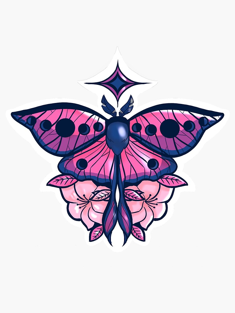 "Subtle Bi-sexual flag lunar moth" Sticker for Sale by ShyDoodles ...